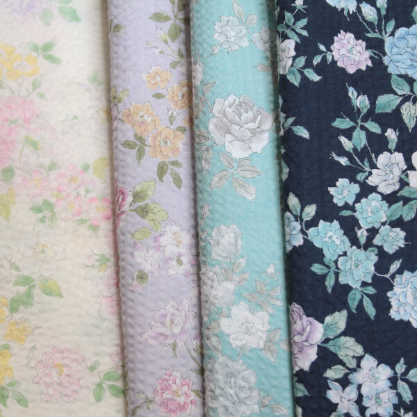 【楽天市場】YUWA コットン 60ローンリップル レトロエレガントローズプリント ミックスカラー 全4色 I[オーダーカット生地 10cm単位] 【RCP】：ヨーロッパ服地のひでき