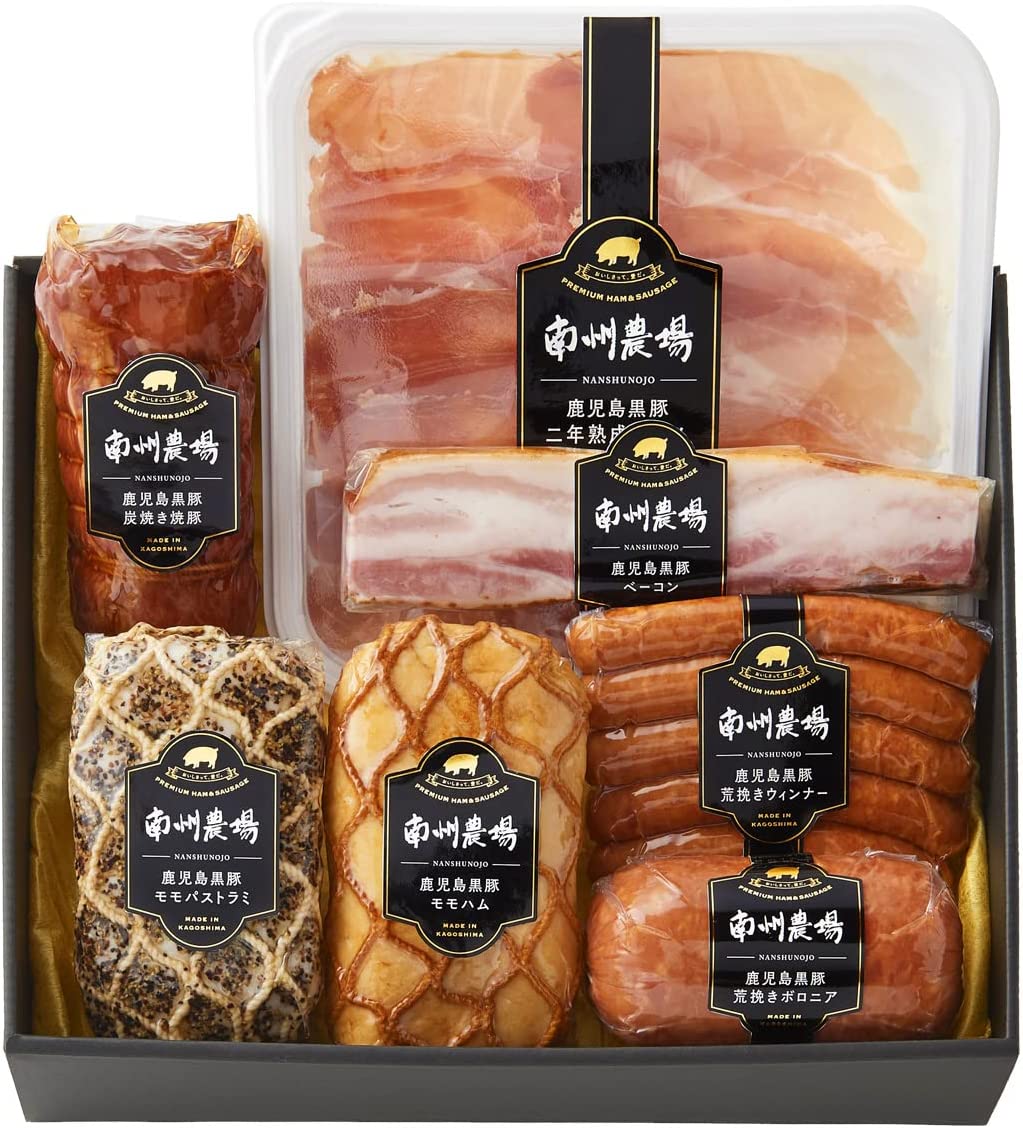 【楽天市場】株式会社南州農場 黒豚ギフト 7点 詰合せ NN-3428 国産 豚肉 黒豚 モモ肉 焼豚 チャーシュー ハム 生ハム ボロニア ウィンナー：ヒロセネットショップ楽天市場店