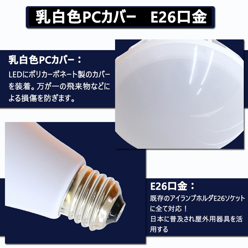 【楽天市場】【6個売り】ledビーム電球 e26 led電球 35w 7000lm 作業用 led電球 昼白色 電球色 昼光色 全方向 ledスポットライト e26口金 200v LEDに交換 ...