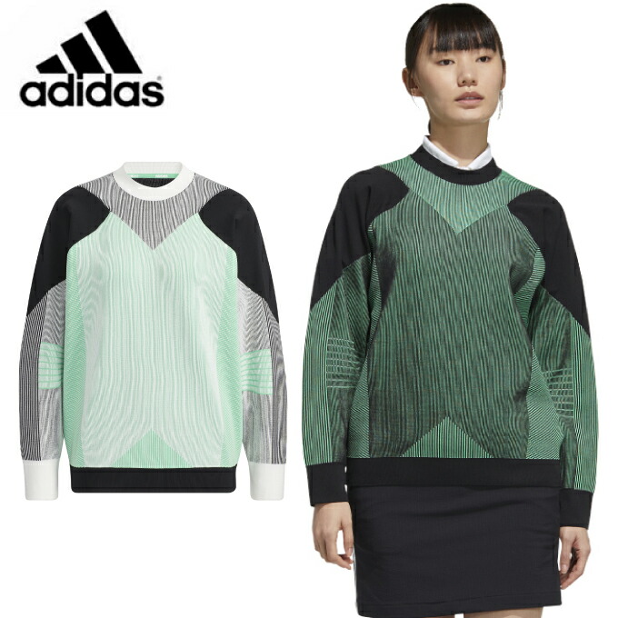 【楽天市場】【まとめ買いで最大ポイント10倍6/4 20：00～6/11 1：59】アディダス ゴルフウェア セーター レディース PRIMEGREEN ジャカード 長袖バルーンクルーネック ...
