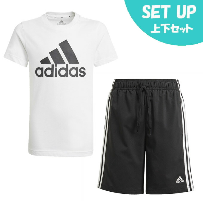 【楽天市場】アディダス 半袖Tシャツ ハーフパンツ セット ジュニア B ESS BL Tシャツ+エッセンシャル 3ストライプ ウーブン ...