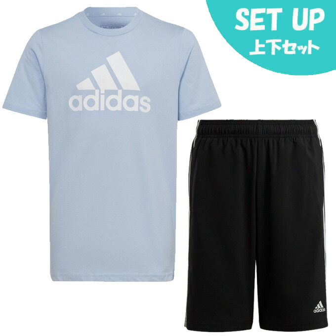 【楽天市場】アディダス Tシャツ 上下セット ジュニア エッセンシャルズ ビッグロゴ コットン半袖Tシャツ+U 3S ウーブンショーツ ...