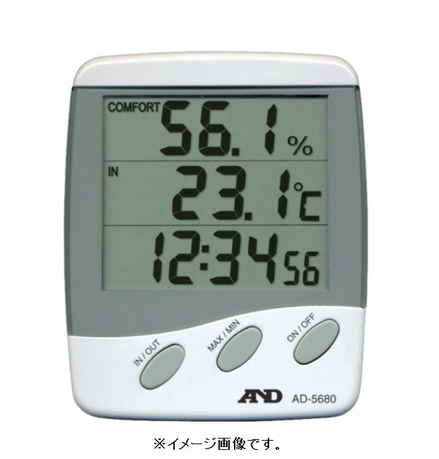 【楽天市場】【スーパーSALE期間ポイント5倍】A＆D/エー・アンド・デイ AD-5680(AD5680) 時計付き温湿度計 外部センサー付き ...