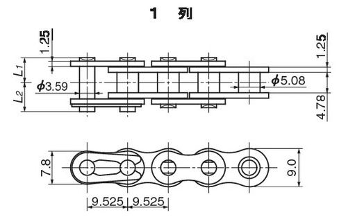 【楽天市場】ツバキ RSローラーチェーン RS35-1 RP 1ユニット：ひめこうぐ