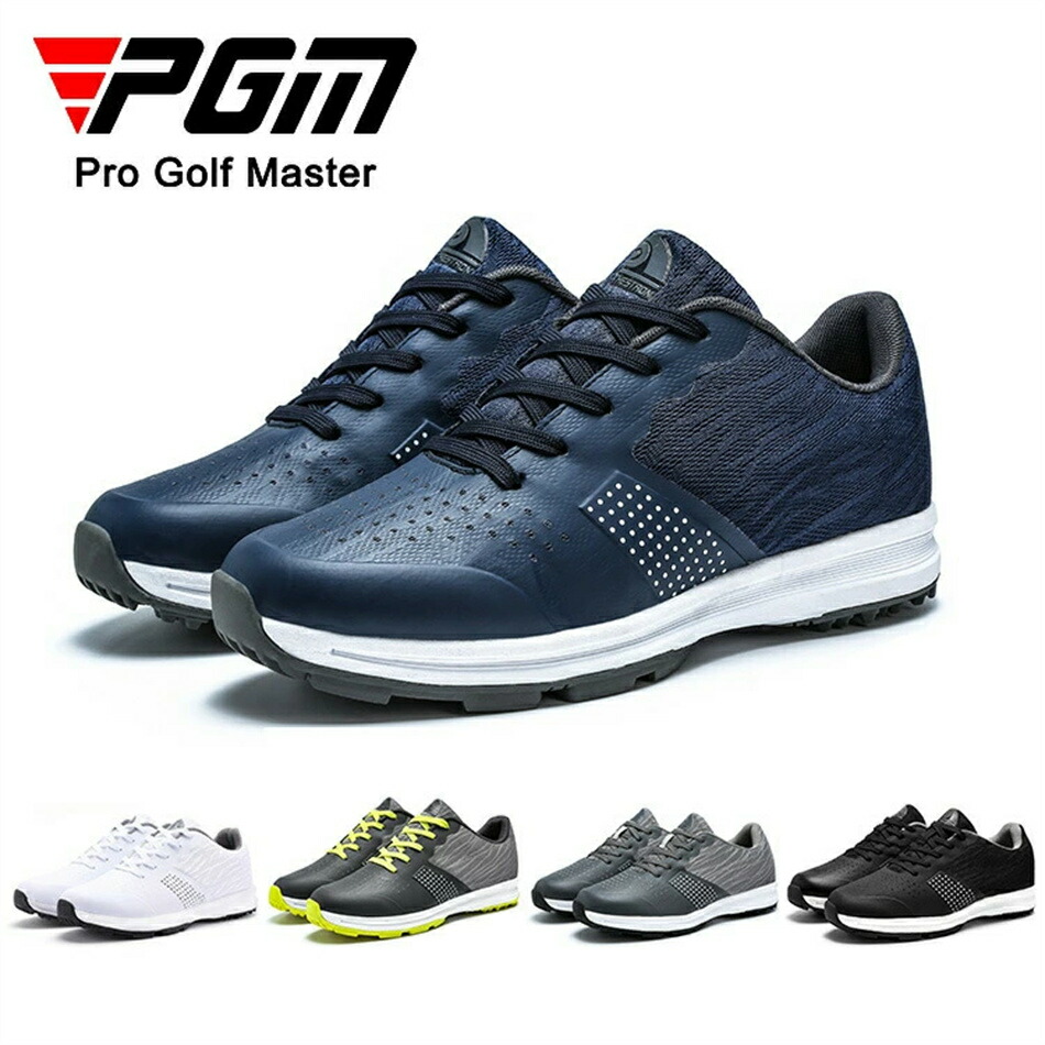 【楽天市場】PGM プロ ゴルフシューズ メンズ スパイクレス スニーカー 黒 白 ネイビー グレー 大きいサイズ 28.5cm 3E 幅広 スパイクレス フィット感 シューズ ゴルフ 軽量 ...