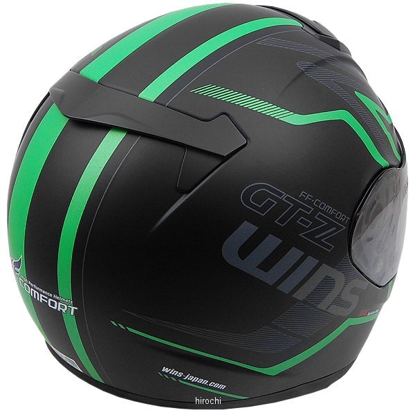 【楽天市場】【メーカー在庫あり】 ウインズ WINS フルフェイスヘルメット FF-COMFORT GTZ マットブラック/緑 XLサイズ ...