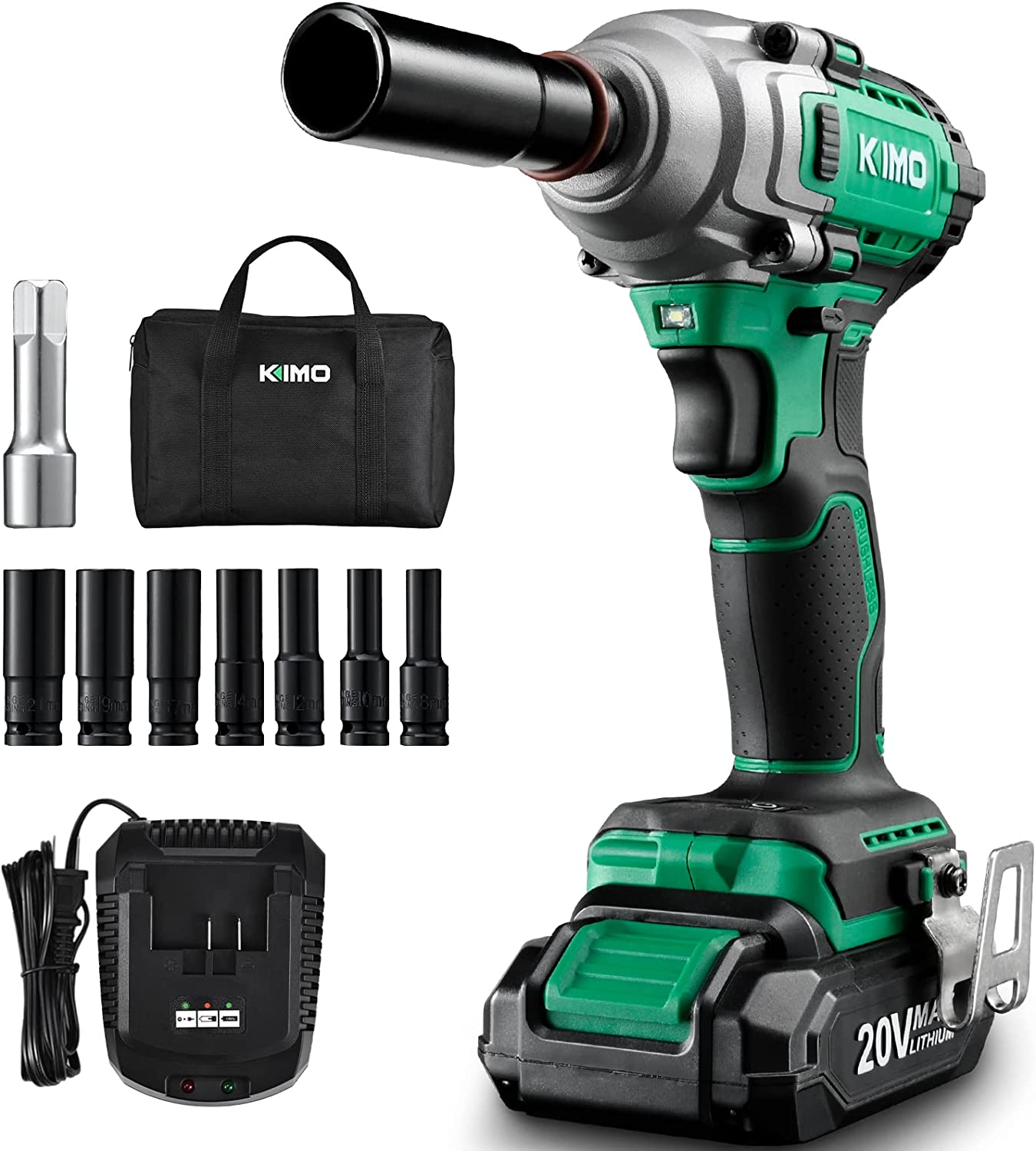 【楽天市場】KIMOインパクトレンチ 充電式インパクトレンチ 20V 2000mAhバッテリー コードレス 無断変速 自動停止モード 正逆切替 最大トルク400N·m ブラシレスモーター ...