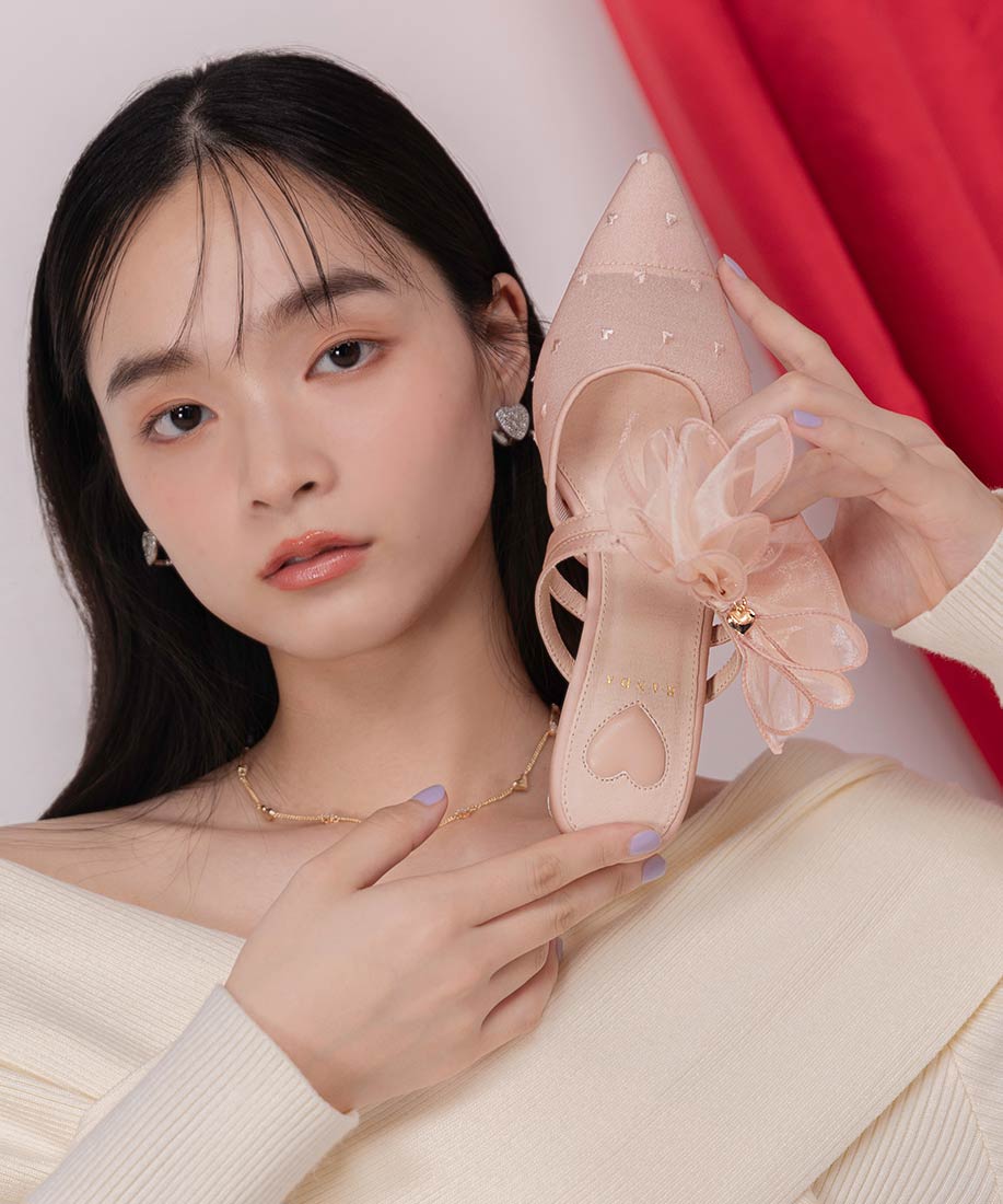 【楽天市場】【22.5cm～25.5cm】RANDA/ランダ/【HEART COLLECTION】シフォンリボンハートミュールパンプス/DD35086/R2【2025SS新作★送料無料】：RANDA