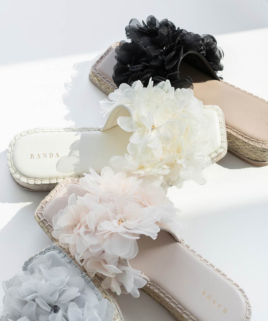 【楽天市場】【22.5cm～25.5cm】RANDA/ランダ/ボリュームフラワーミュールサンダル/PS35299/M2A【2025SS新作★送料無料】：RANDA