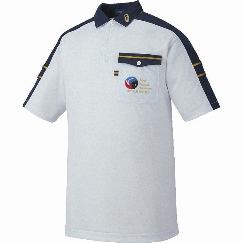 【楽天市場】【アシックス】レフリーシャツHS 9750 ホワイトモクxNV XO バレーボール アパレル（ユニ） /XW6314 [ ][ZX ...