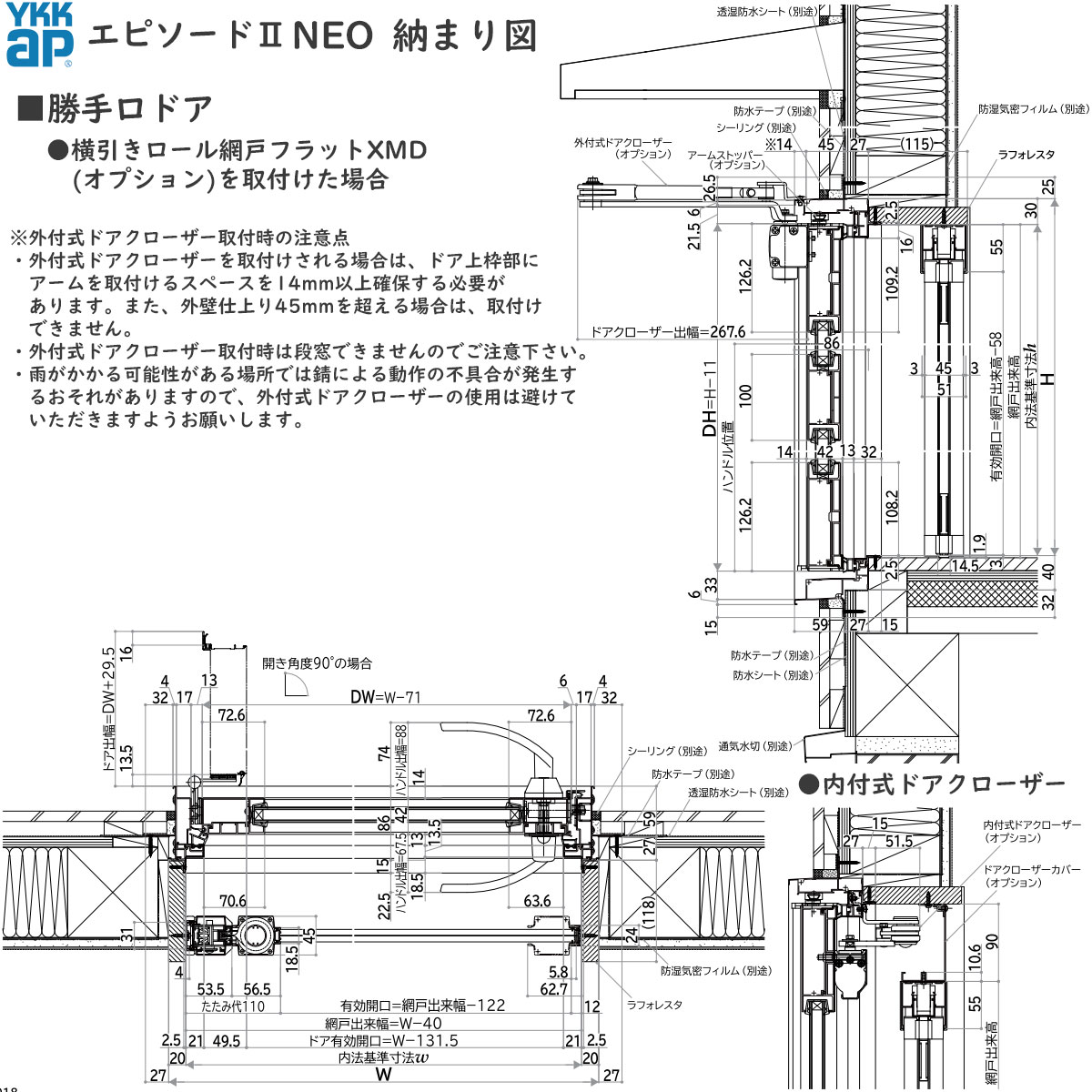 【楽天市場】YKKAP勝手口 框ドア エピソード2NEO仕様 2x4工法：[幅640mm×高2045mm]：ノース＆ウエスト