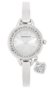 【楽天市場】【送料無料】womens crystal heart charm watch charter club silvertone ...