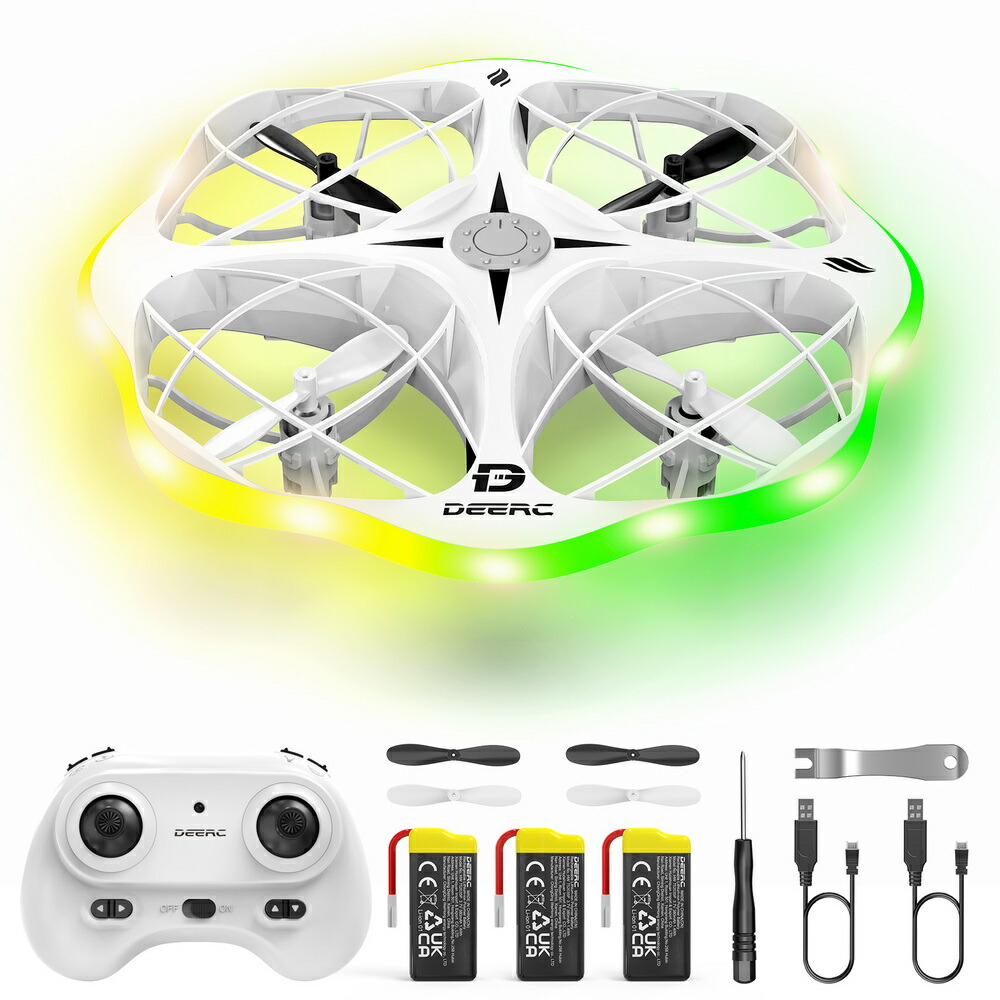 【楽天市場】【2025年新品】ドローン 100g未満 Deerc 子供向け 小型ドローン 免許不要 室内 ミニドローン おもちゃ LEDライト 6種類点灯 自動障害物回避機能 バッテリー3個 ...