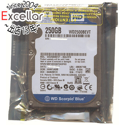 【楽天市場】WesternDigital HDD 2.5inch WD2500BEVT 250GB 9.5mm：エクセラー3号館 楽天市場店