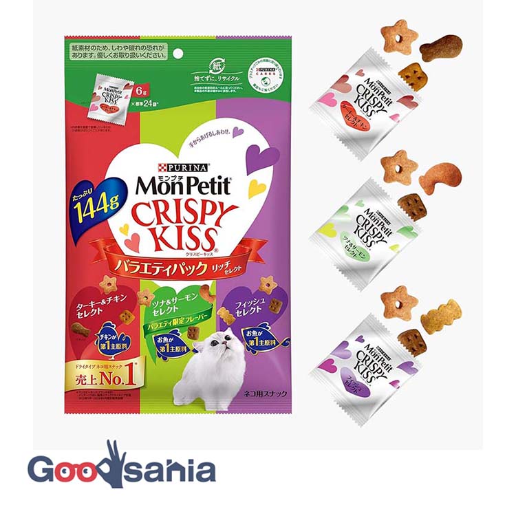 【楽天市場】【送料無料】 モンプチ クリスピーキッス バラエティパック リッチセレクト 144g (6g×24袋)：Goodsania 2nd store