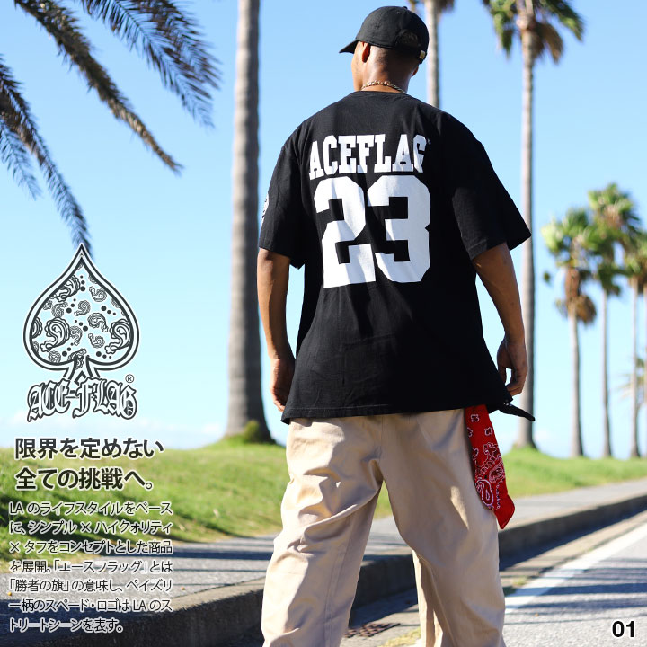 【楽天市場】ACE FLAG 上下セット 半袖 Tシャツ チノパン ロングパンツ セットアップ メンズ 黒/白 大きいサイズ エースフラッグ おしゃれ 背番号 23 ペイズリー 柄 ビッグ ...
