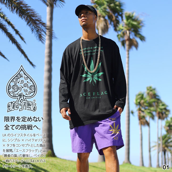 【楽天市場】ACE FLAG 上下セット 長袖 ロンT ハーフパンツ メンズ 全6種 大きいサイズ エースフラッグ セットアップ おしゃれ ビッグシルエット 大麻 マリファナ ヘンプ ロゴ b ...