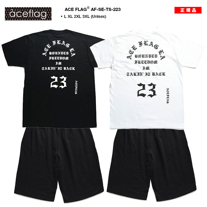 【楽天市場】ACE FLAG 上下セット 半袖 ブランド Tシャツ ハーフパンツ メンズ 春夏用 黒 白 大きいサイズ エースフラッグ セットアップ ナンバー 23 Pablo パブロ ...