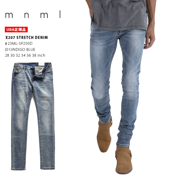 【楽天市場】mnml デニム ジーンズ メンズ インディゴブルー 大きいサイズ ミニマル ジーパン Gパン パンツ スキニー スリム ストレッチ おしゃれ 無地 シンプル 細い 細身 b系 ...