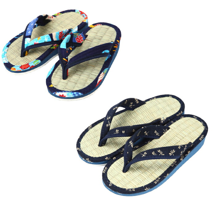 【楽天市場】【国産の子供 畳草履】青色の柄おまかせ商品です。祭り柄、とんぼ柄の2種類。足にも良い鼻緒 草履はいかがですか。[子供 畳 青色 お ...