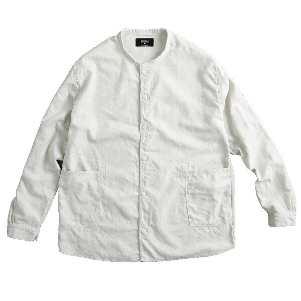 【楽天市場】REMILLA レミーラ : 長袖ラフィツイル ノーカラーシャツ WHITE GRAY：HOOD