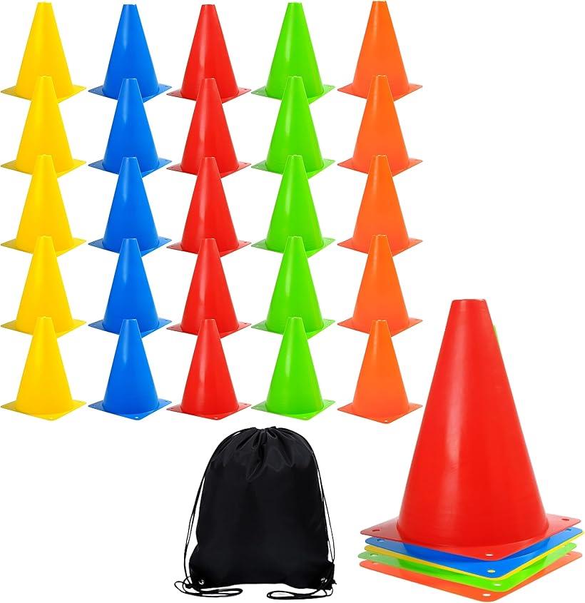 【楽天市場】カラーコーン マーカー三角コーン ミニ 軽量 壊れにくい 収納袋付 18cm 25個 5色x5個(18cm25個(5色x5個))：ホリック