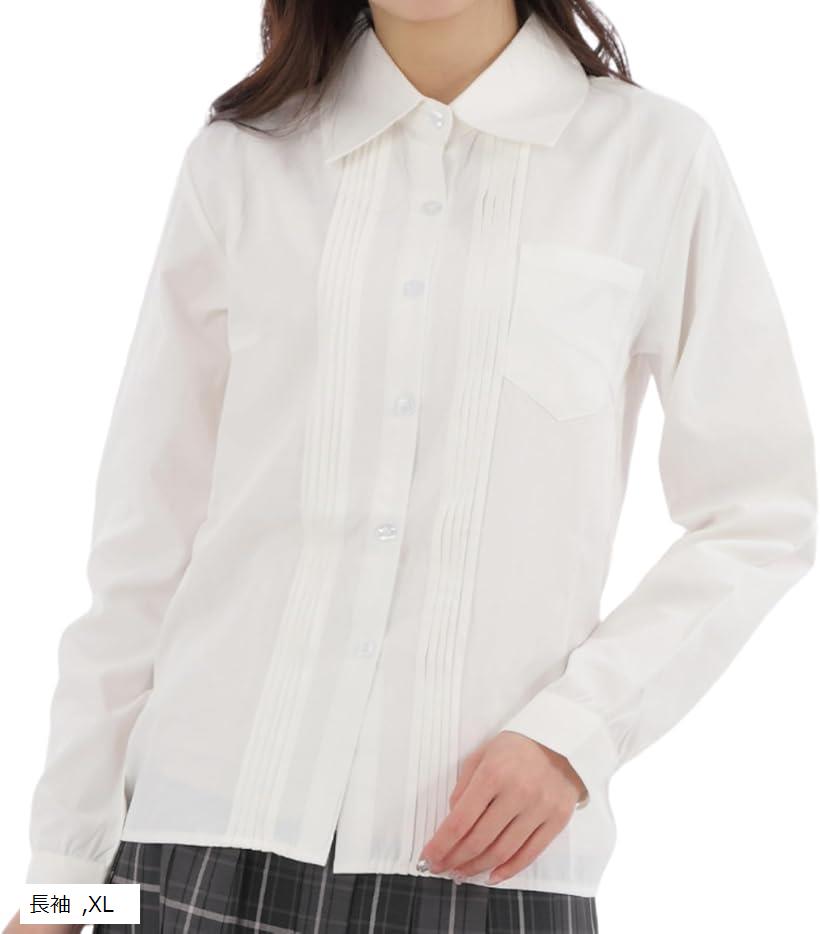 【楽天市場】スクールブラウス 制服 エレガント 女子 オルガン プリーツ ポケット付 シャツ e327(長袖, XL)：ホリック