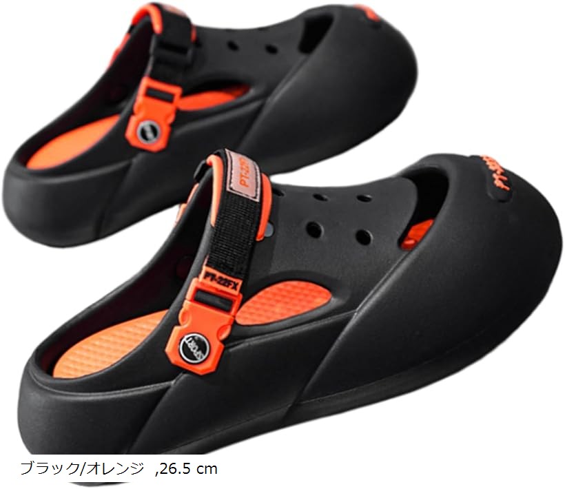【楽天市場】サンダル 厚底 作業 靴 メンズ ビーチ 軽量 スポーティー 日常 レジャー フラット フッドベット (ブラック/オレンジ, 26 ...