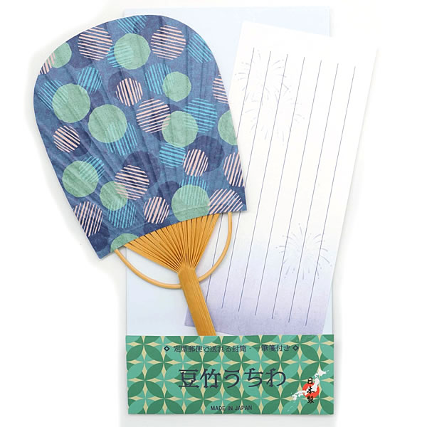【楽天市場】夏カード（多目的） 豆竹うちわカード 水玉 SU-009 一筆箋・封筒付き リーフワーク サマーカード 暑中見舞い グリーティングカード：芦屋の文房具店 あしや堀萬昭堂