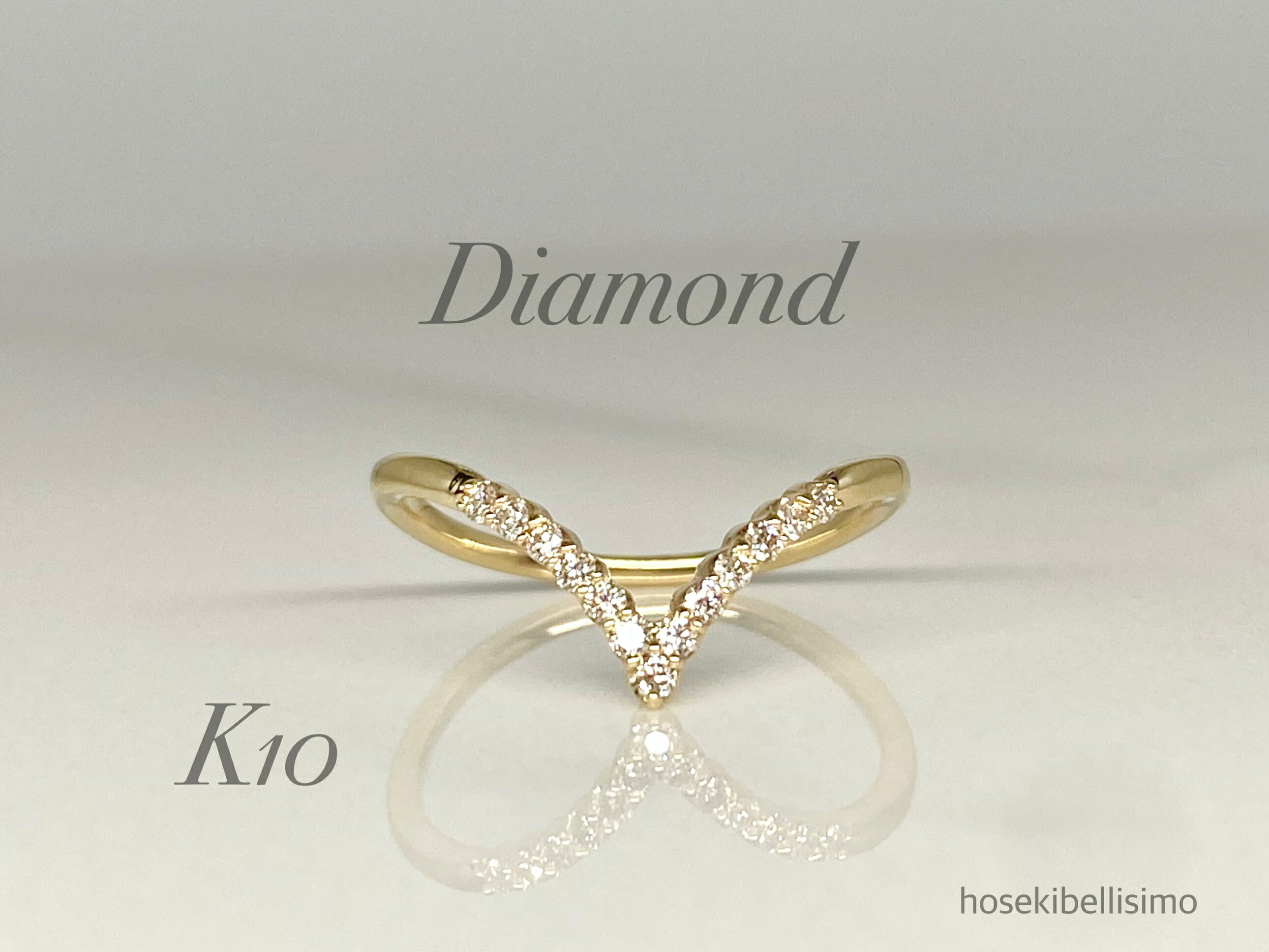 【楽天市場】K10YG 天然ダイヤモンド SI ダイヤ リング ディープVライン イエローゴールド シンプル 重ね付け ウェーブ K10 YG 10金 アンティーク クラシック V字 ...