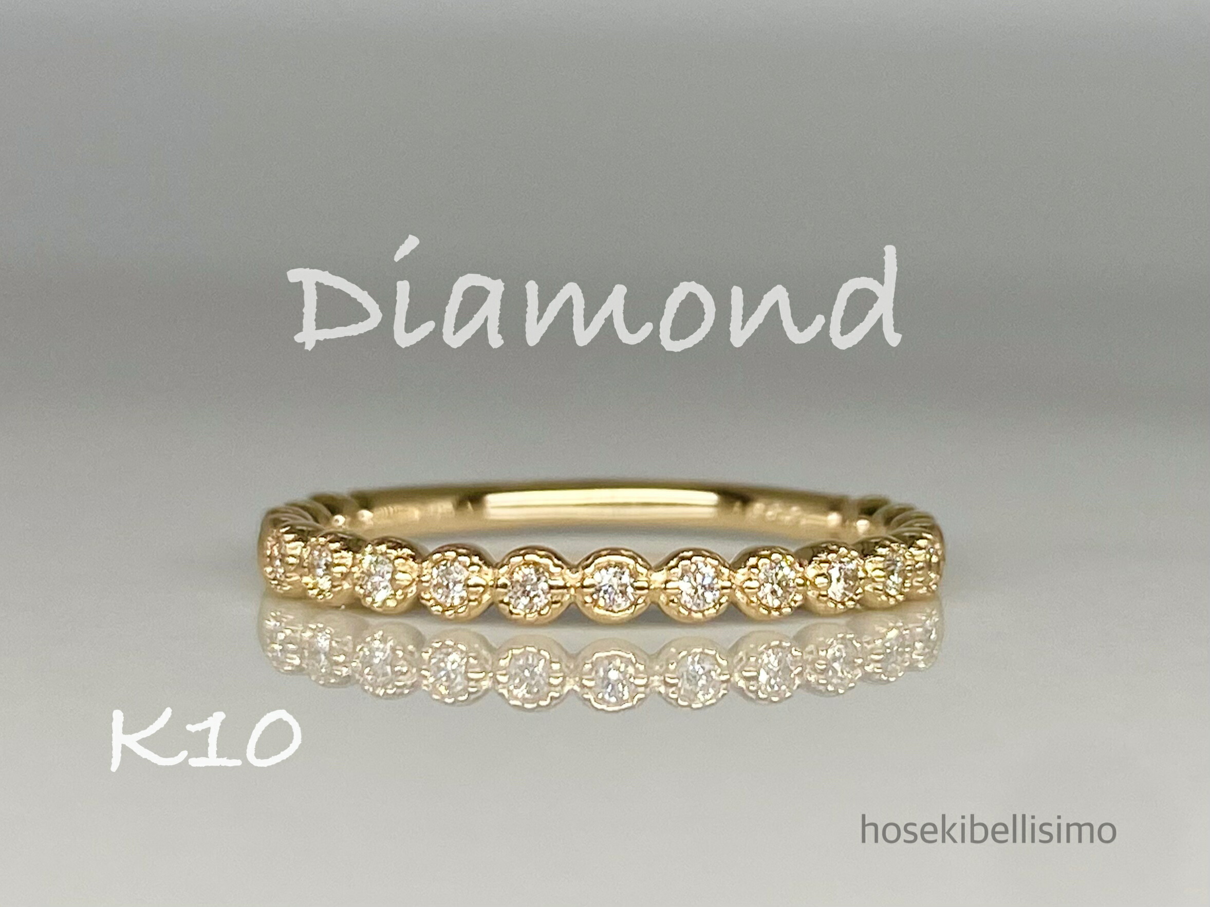 【楽天市場】【ラスト一本】 K10 天然 ダイヤモンド SI ダイヤ ハーフエタニティ リング 10号 シンプル 重ね付け 普段使い 10k 10金 K10 YG レディース スキンジュエリー ...