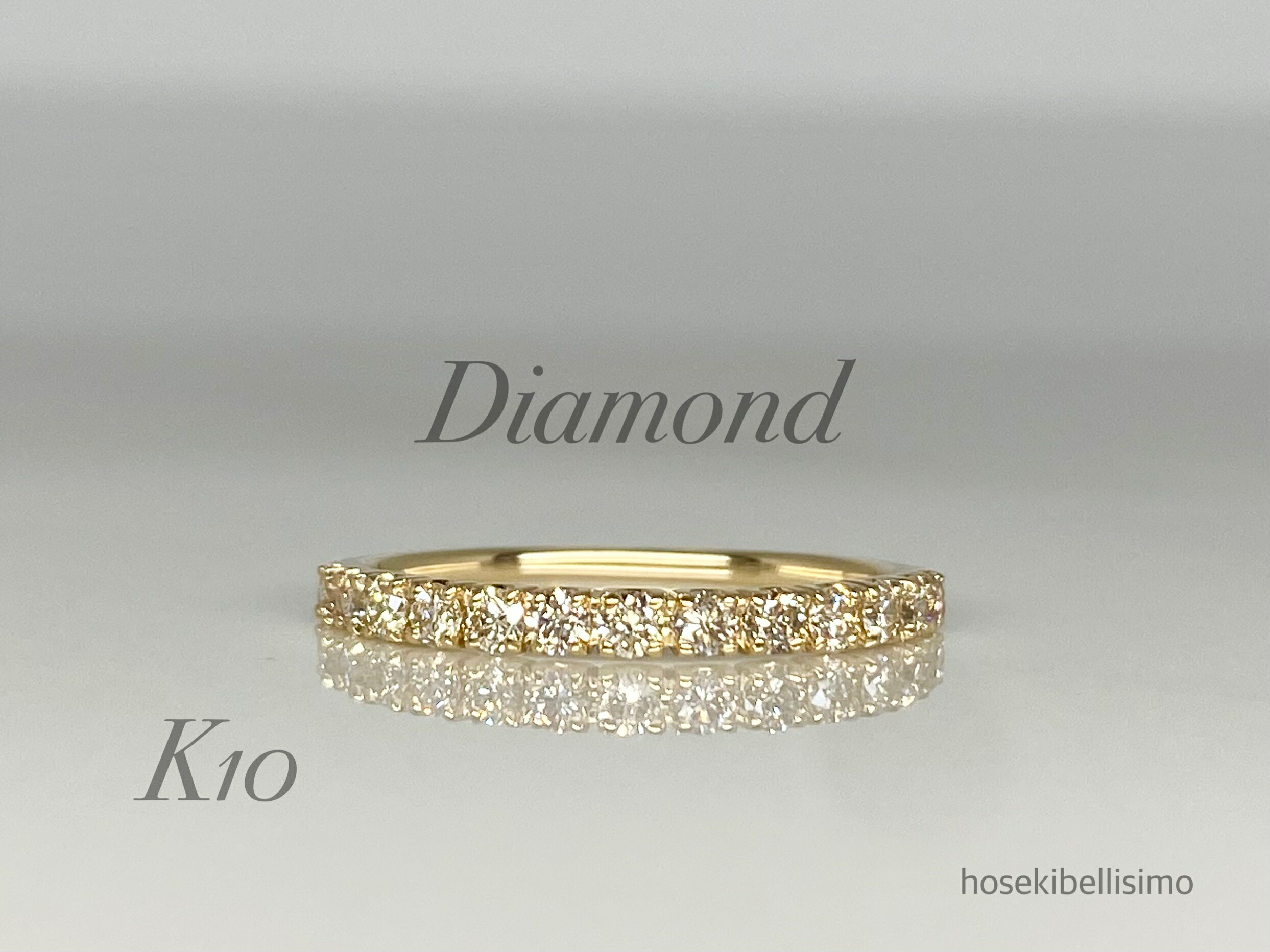 【楽天市場】【限定一個】 K10 ダイヤモンド SI ダイヤ 0.3ct リング 10.5号 ハーフエタニティ エタニティリング 重ね付け 一文字 シンプル K10YG レア 10金 モダン ...