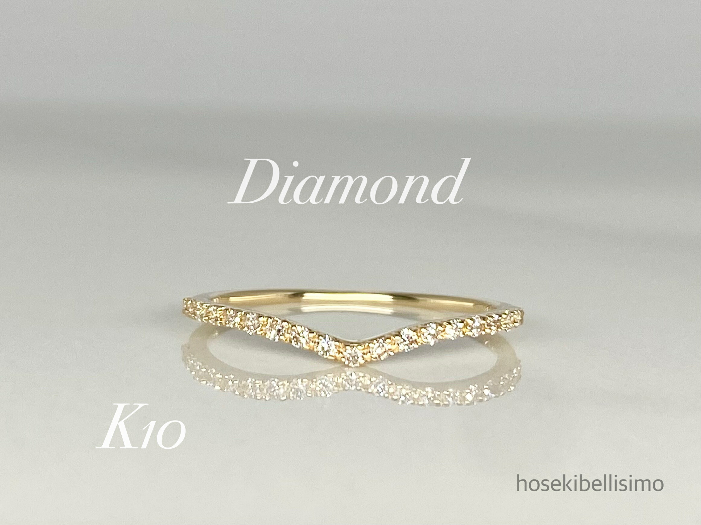 【楽天市場】K10YG 天然ダイヤモンド SI 0.10ct ダイヤ リング Vライン カーブ V字 シンプル ハーフエタニティ エタニティ 重ね付け 華奢 10金 K10 定番 カジュアル ...