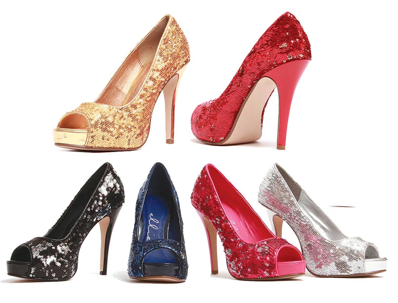【楽天市場】Ellie Shoes 415-FLAMINGO Women's Open Toe Sequin Pumps レディース オープン ...
