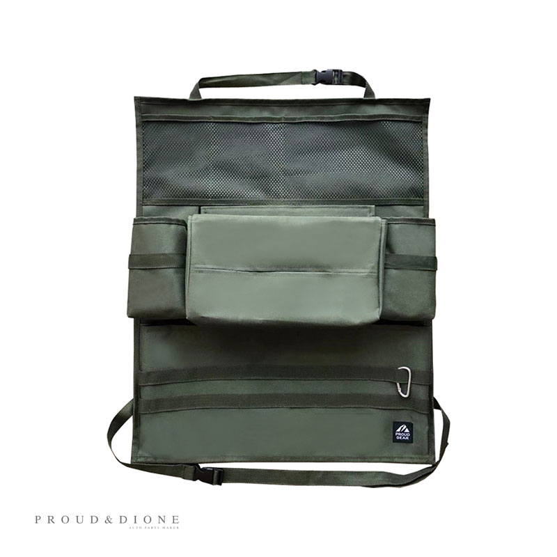 【楽天市場】PROUD GEAR プラウドギア シートバックポケット キックガード シート背面汚れ防止 収納 オリーブカーキ カラビナ ベルト付 PGR-007：カー用品のホットロードタイヤ