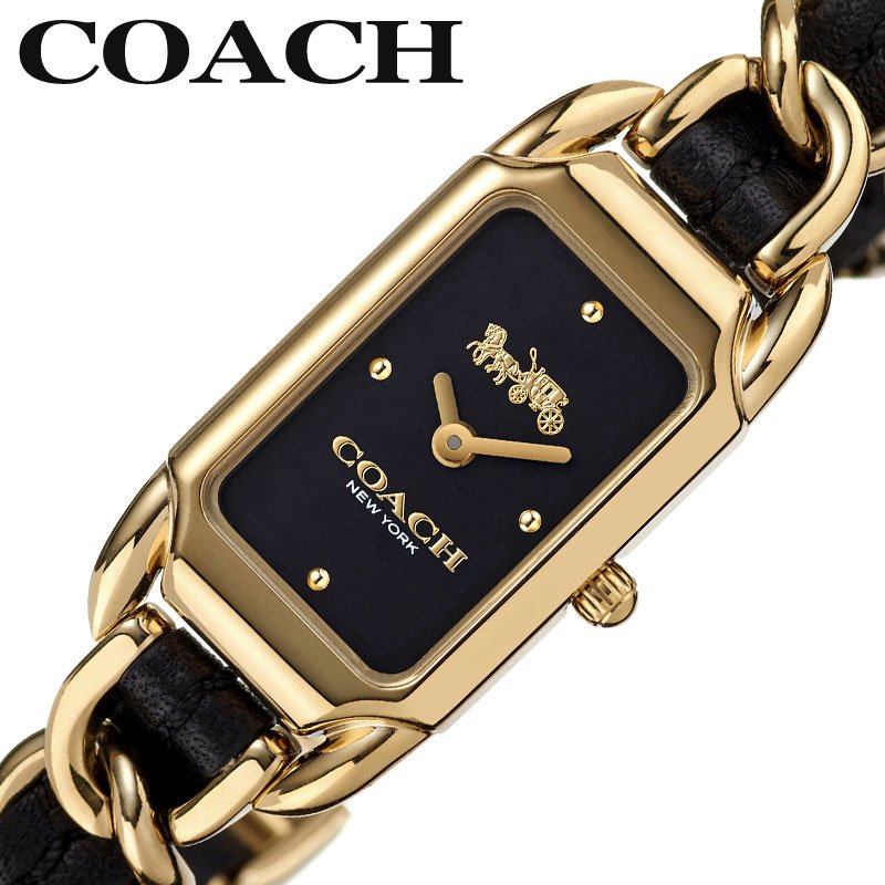 【楽天市場】コーチ 腕時計 COACH 時計 ケイディ レディース クォーツ 女性 アナログ 黒 レザー レザーベルト チェーン チェーン ...