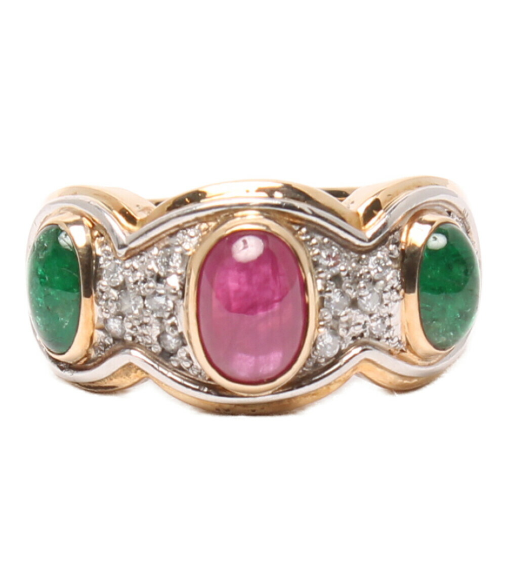 【楽天市場】【中古】 リング 指輪 K18 Pt900 ルビー1.05ct エメラルド0.34ct ダイヤ0.16ct レディース SIZE 13号：rehello by BOOKOFF