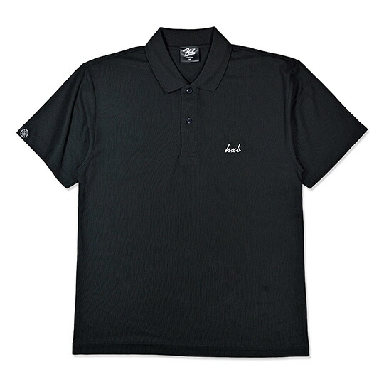 【楽天市場】HXB DRY POLO SHIRT 【Cursive】 BLACK×WHITE / バスケットボール ドライポロシャツ：HUGEST