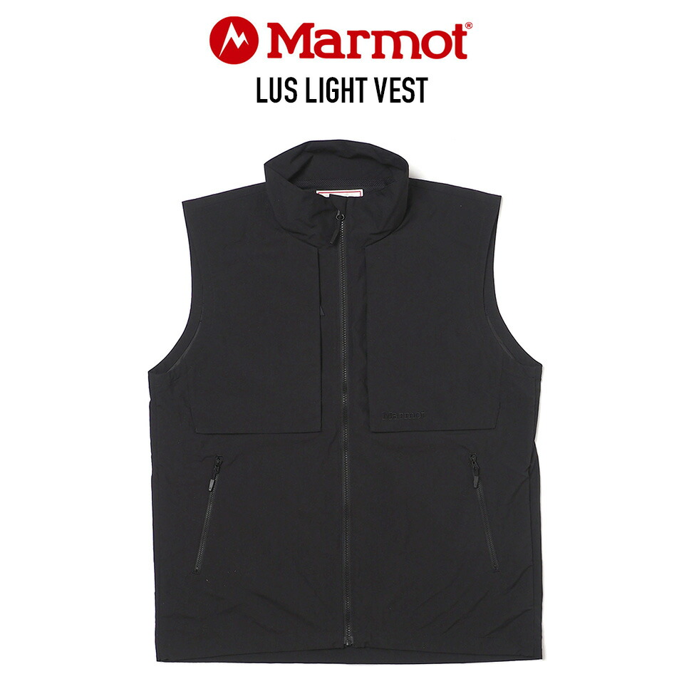 【楽天市場】Marmot (マーモット) MTSS25UVT013 LUS LIGHT VEST ラスライトベスト 撥水加工 軽量 ソフト ゆったり BLACK：ハンキードリー