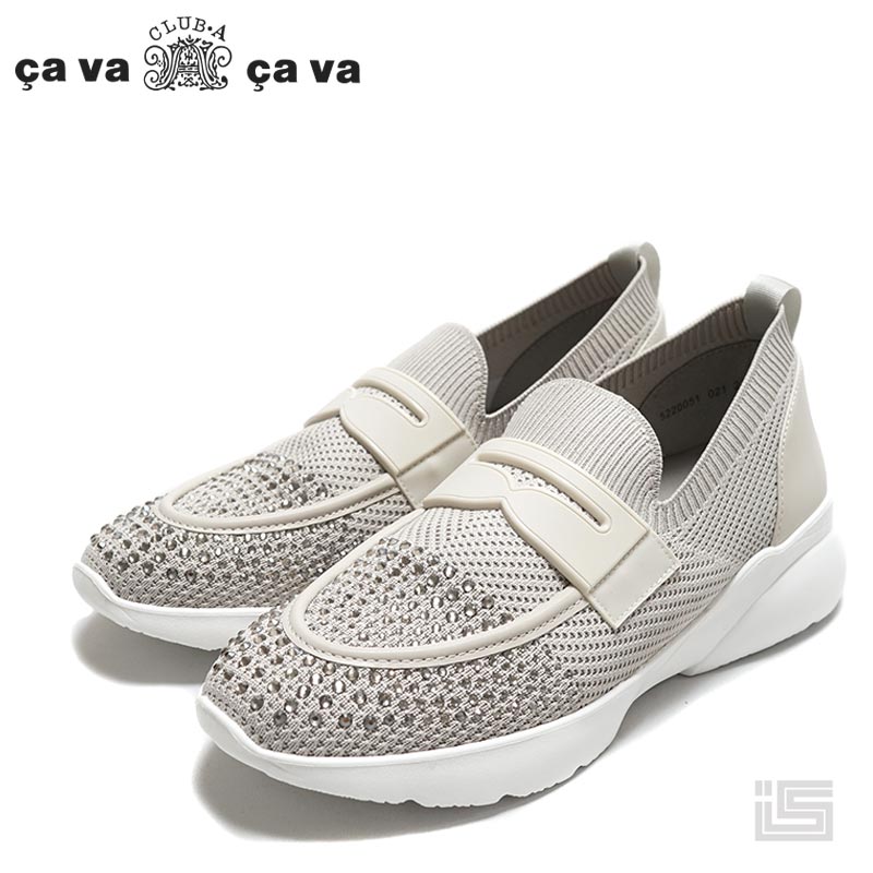【楽天市場】 cava cava サヴァサヴァ 5220051 Ivory軽量 ビジューローファースリッポン一体型ニット 5cm カジュアルなローファースタイル【24ss】 中国 ニット生地× ...