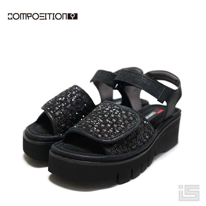 【楽天市場】【new】 composition9 コンポジションナイン 2995 Black ブラック ベルクロストラップコンフォートサンダル レディースサンダル 【24ss】：イバラキヤ