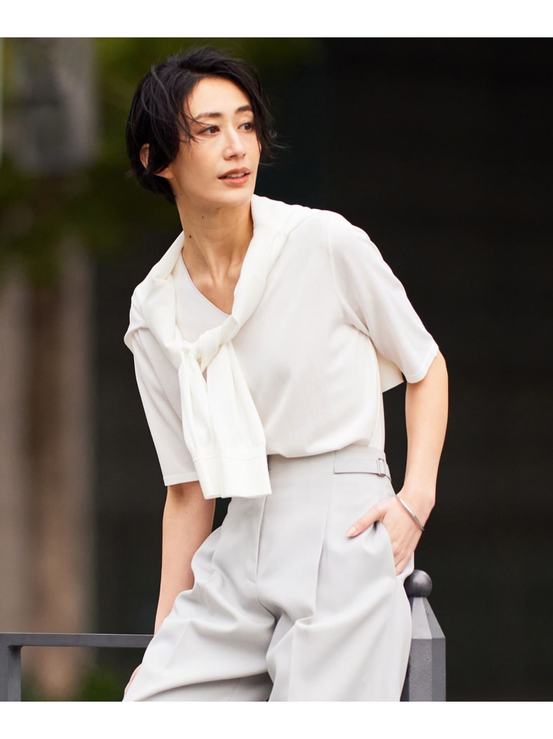 【楽天市場】【WEB限定カラーあり・接触冷感・UVケア・洗える】 シンセティックハイゲージ 半袖ニット ICB L アイシービー トップス ニット ピンク ホワイト ネイビー グレー【送料無料 ...