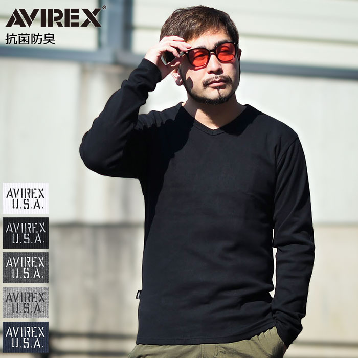 【楽天市場】【ポイント10倍】アビレックス AVIREX ロンT Tシャツ 長袖 メンズ デイリー リブ Vネック ( Daily Rib V Neck L/S Tee ティーシャツ T ...