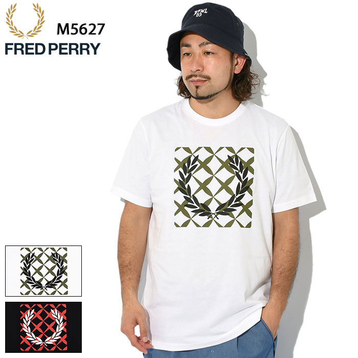【楽天市場】フレッドペリー FRED PERRY Tシャツ 半袖 メンズ クロス ステッチ プリンテッド ( FREDPERRY M5627 Cross Stitch Printed S/S ...