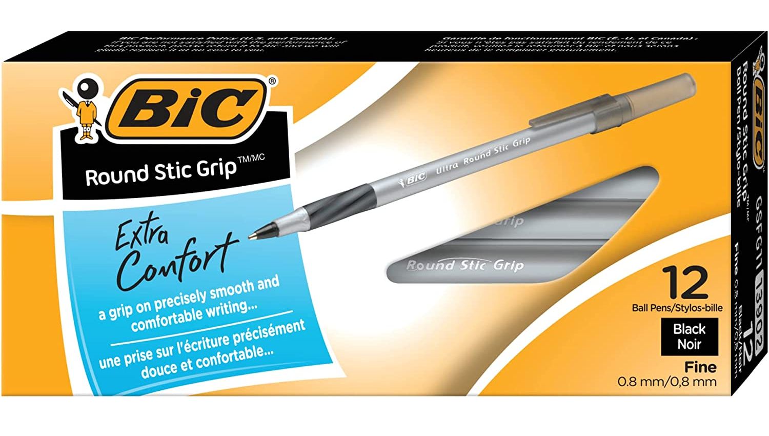【楽天市場】ビック USA (BIC USA) ブラック 12本 ラウンドスティック エクストラコンフォート ボールペン ファインポイント 0 ...