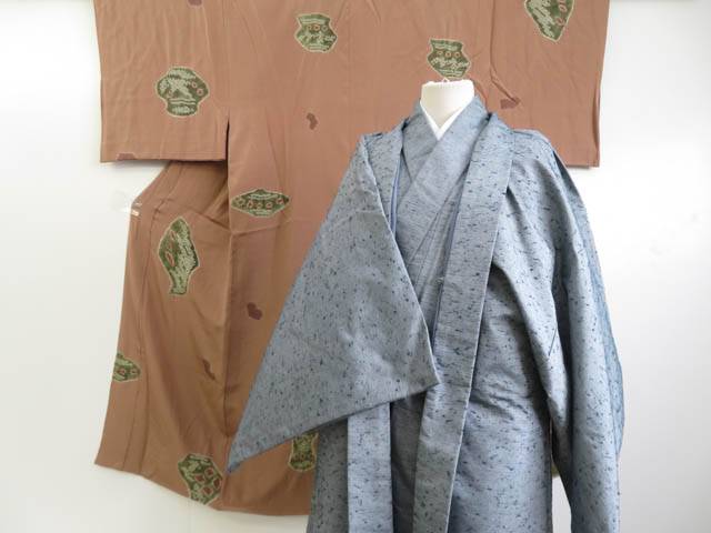 【楽天市場】楽天スーパーセール最大80％OFF【IDnet】 男物 アンサンブル 長襦袢 3点セット ひげ紬 着物【リサイクル】【中古】【着】：アイディーネット