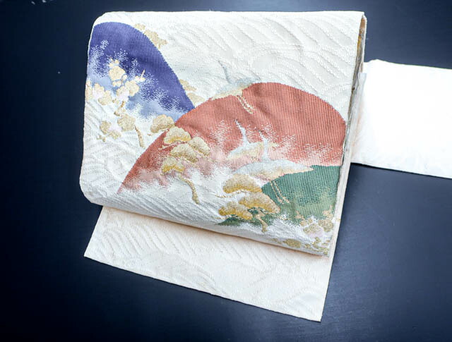 【楽天市場】【IDnet】【着物】九寸名古屋帯 遠山の松・梅・鳥文 24B-140【リサイクル】：アイディーネット