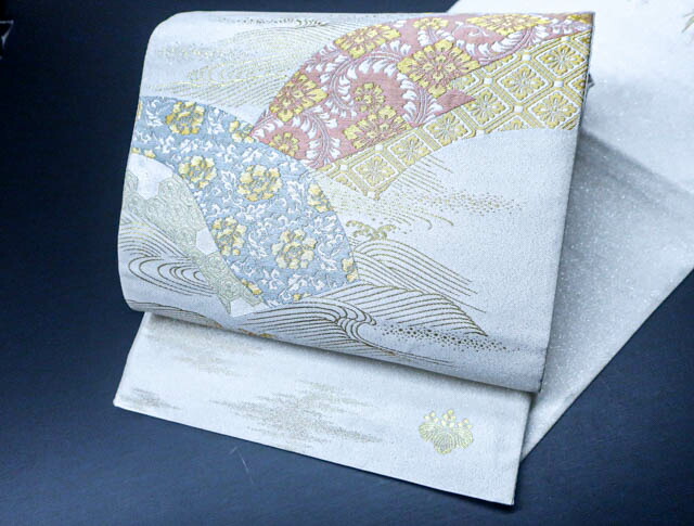 【楽天市場】楽天スーパーセール☆最大70%OFF【IDnet】【着物】 袋帯 地紙に花菱 唐花文様 金糸 お太鼓柄 24B-328【リサイクル】：アイディーネット