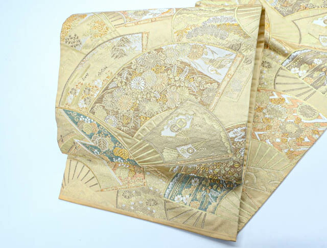 【楽天市場】【IDnet】【着物】 袋帯 扇子文様 金糸 24B-342【リサイクル】：アイディーネット