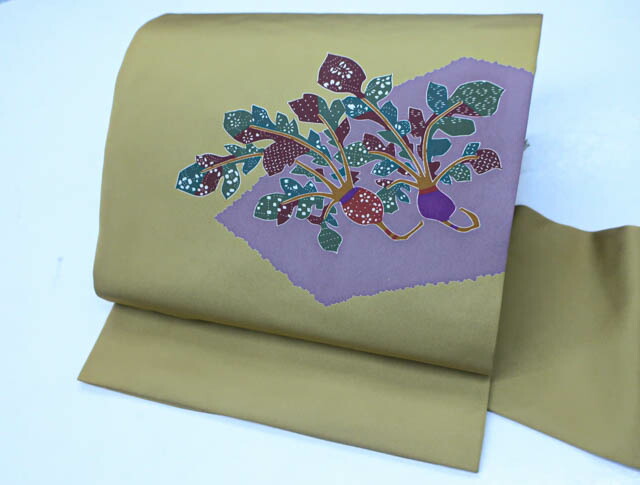 【楽天市場】【IDnet】【着物】 九寸名古屋帯 お太鼓柄 野菜文様 24B-1264【リサイクル】：アイディーネット